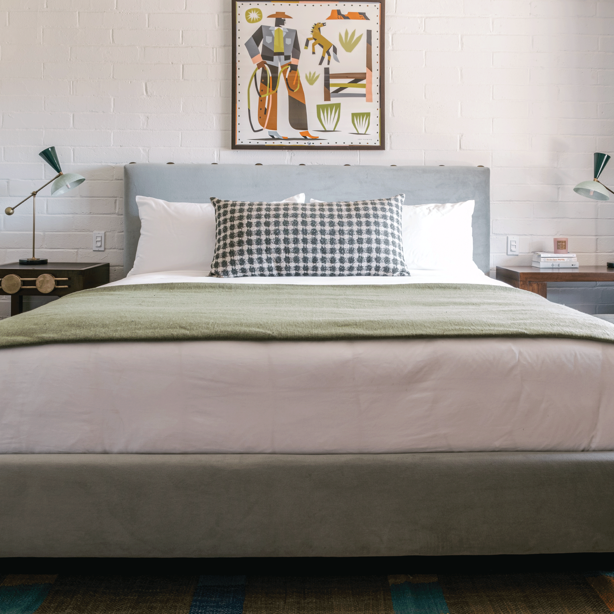 Brass Stud Velvet Bed - King – Nomada Deco